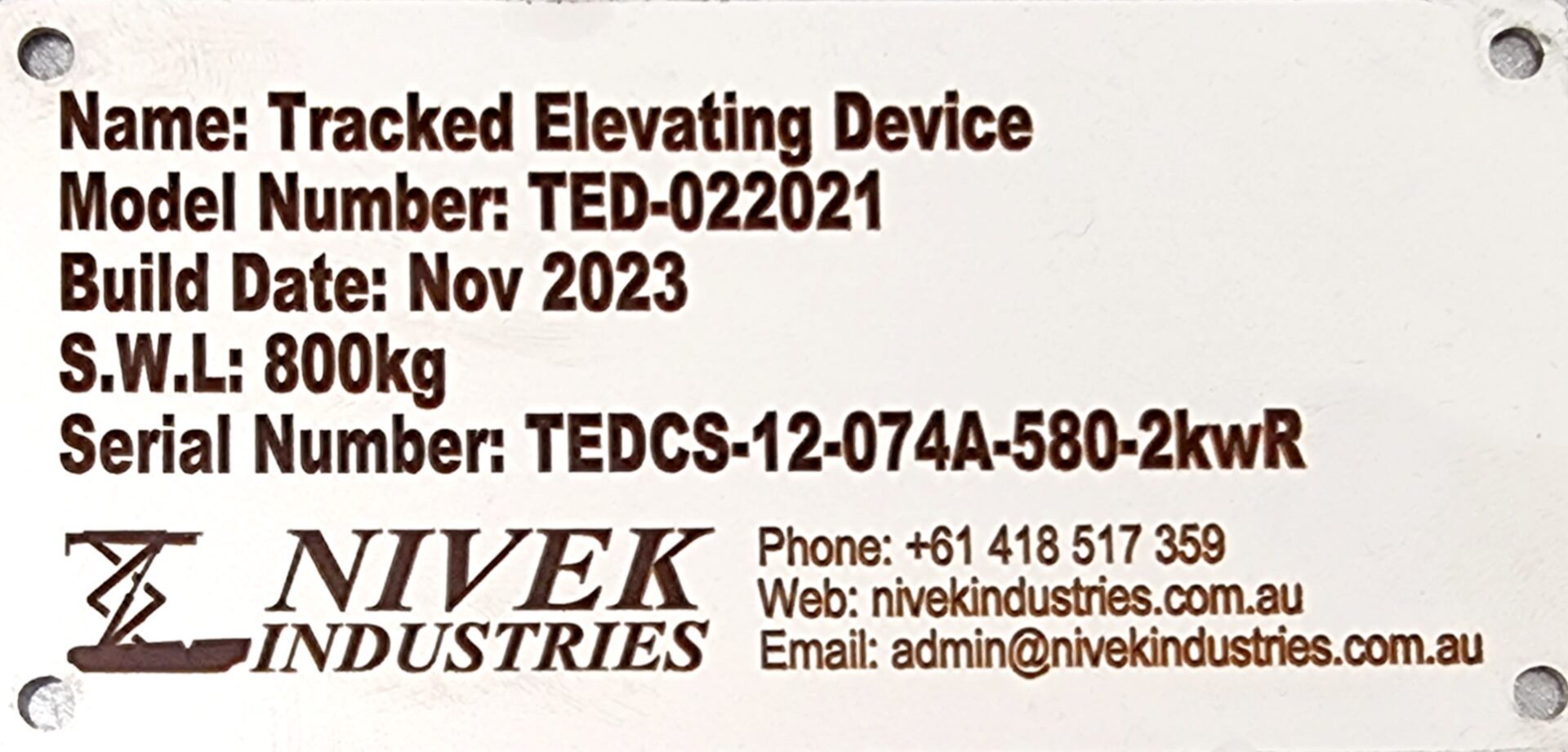 Support for your products: Nivek Industries
